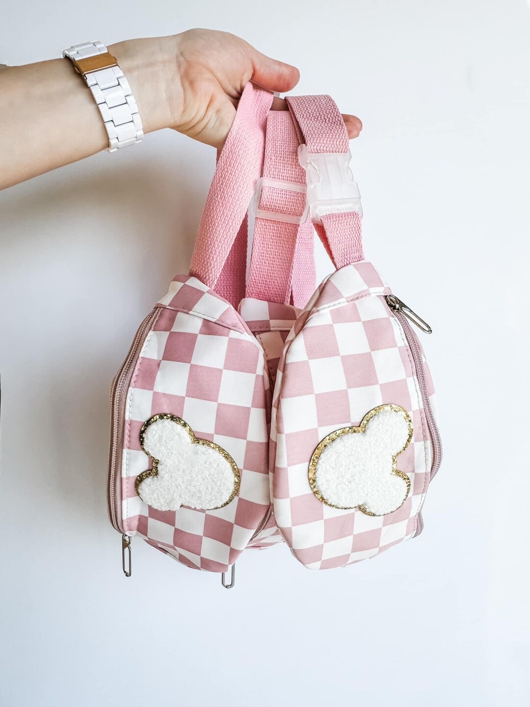 Pink Checker Mouse Patch Fanny Pack Teen Girls Toddler Purse Zipper ...