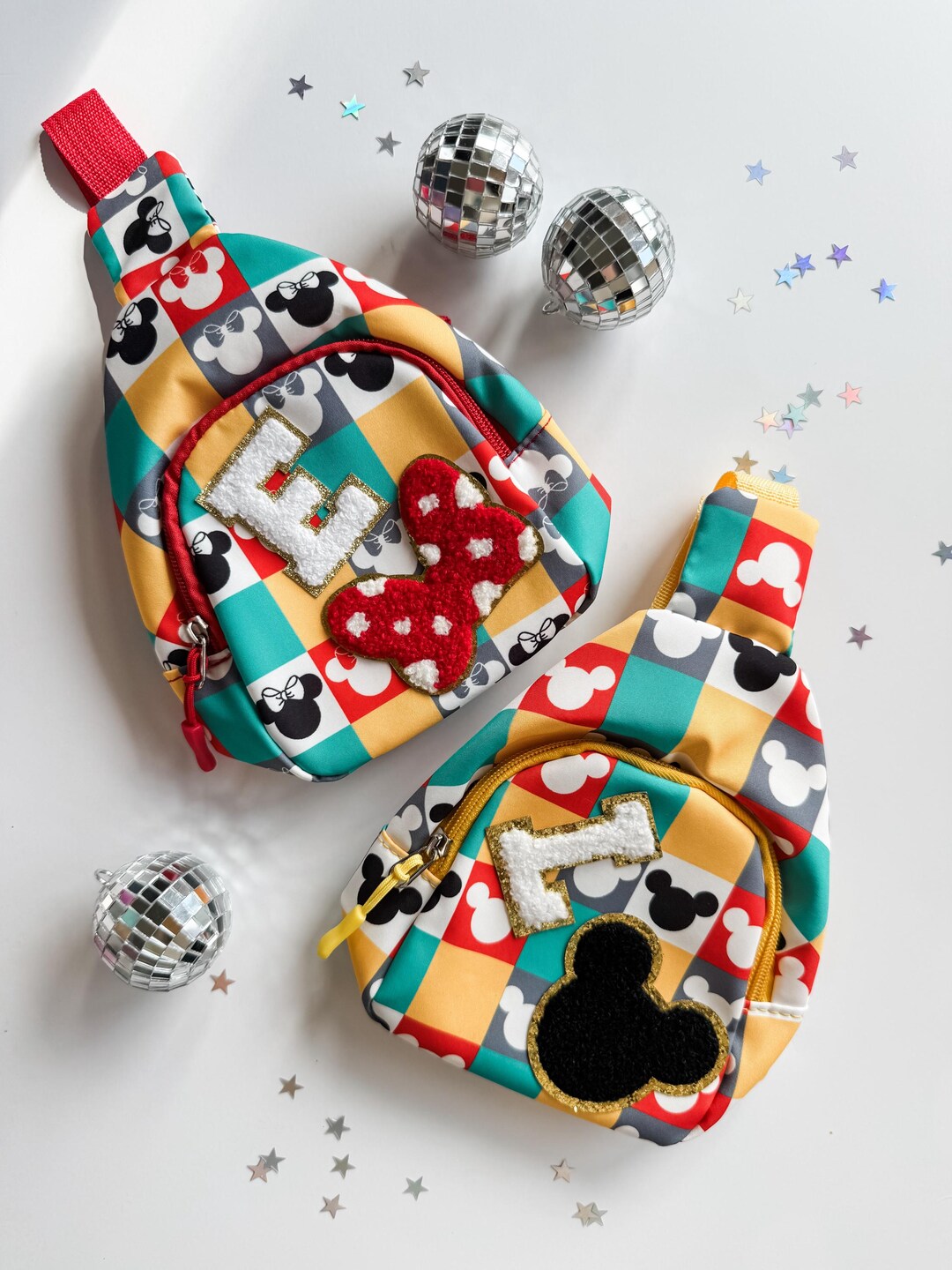 Colorful Checker Mouse Patch Cross Body Bag- Teen- Girl- Boy- Toddler ...