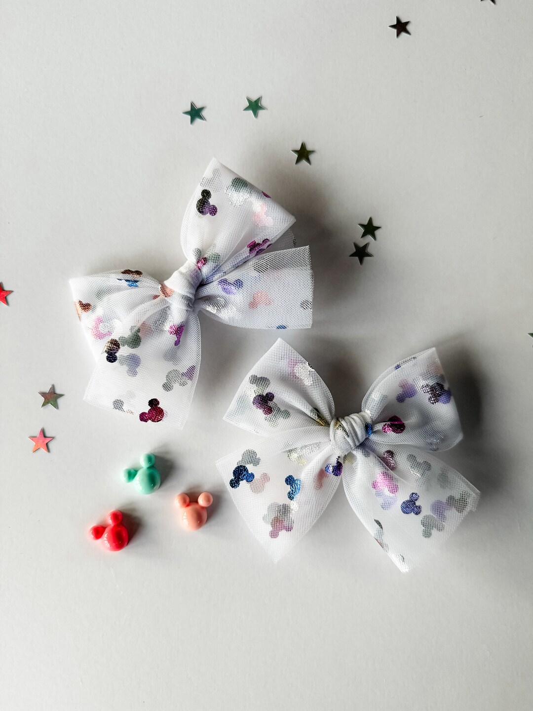 White Tulle Magical Mouse Bows Custom Bows Toddler Bows Clip Nylon - Etsy