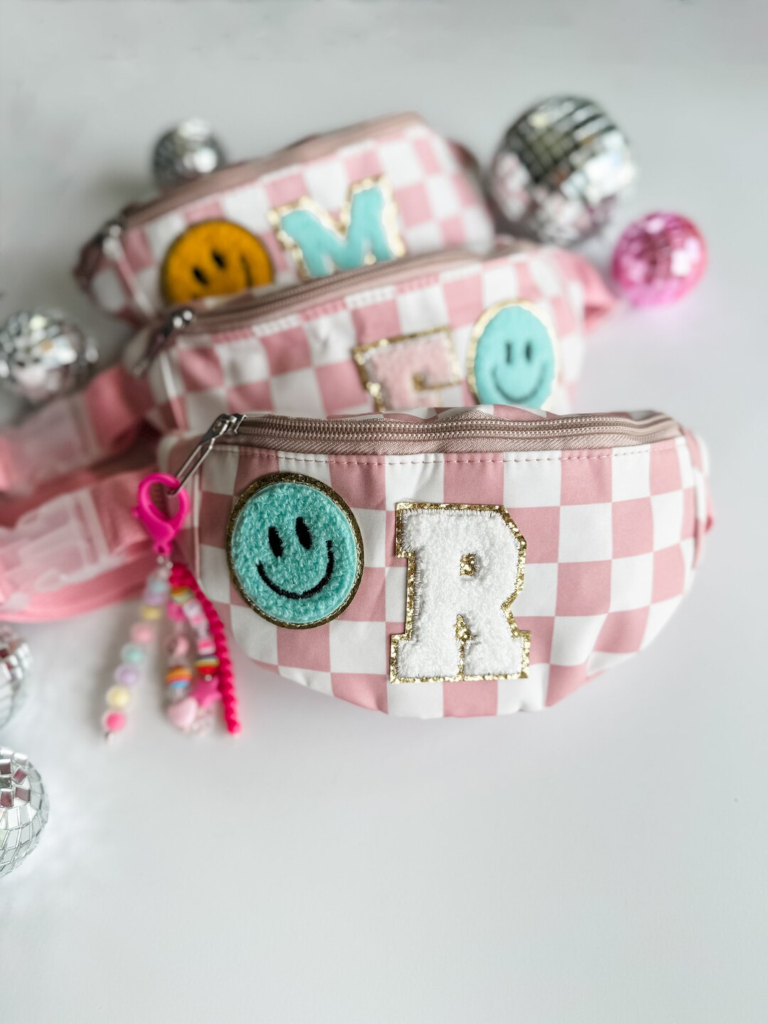 Pink Checker CUSTOM Patch Fanny Pack- Teen- Girls- Toddler- Zipper ...