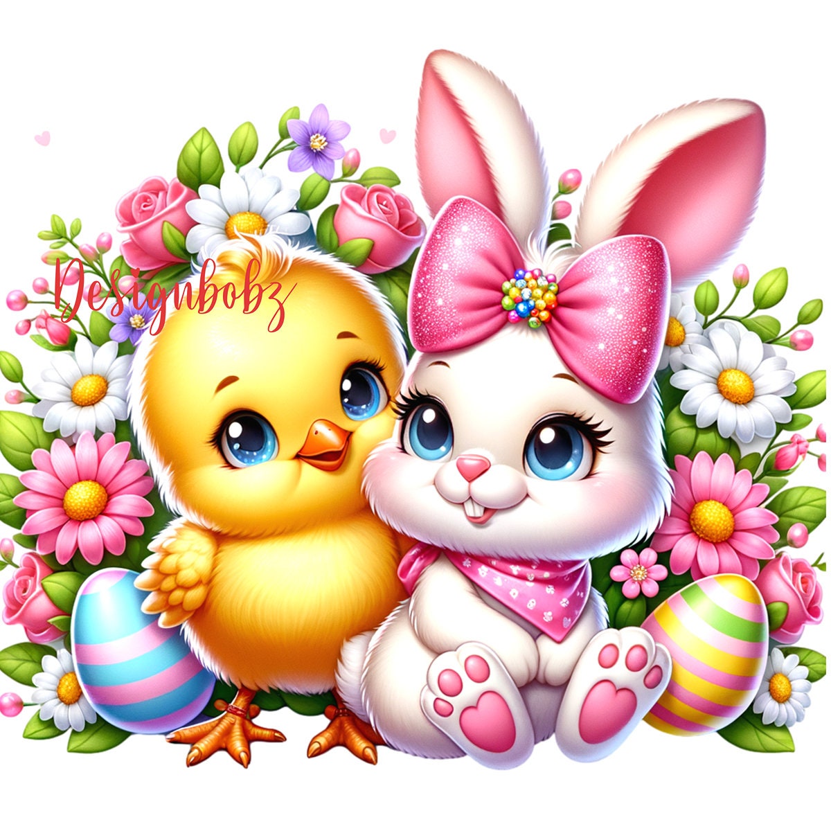 Cute Bunny And Chick Clipart Png Pdf Digital Printable Etsy
