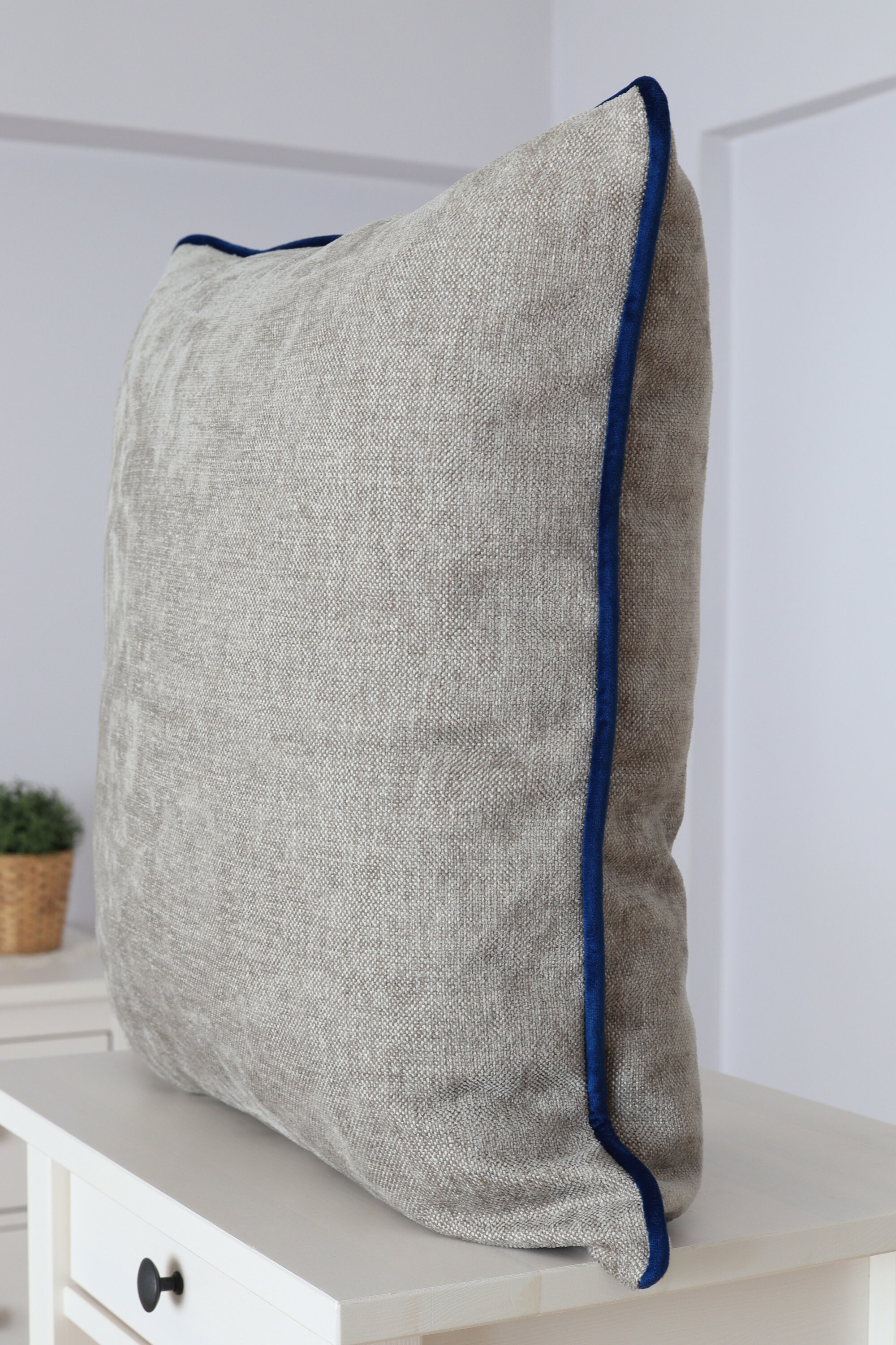 Gray Linen Pillow Cover With Piping Decorative Throw Pillow - Etsy