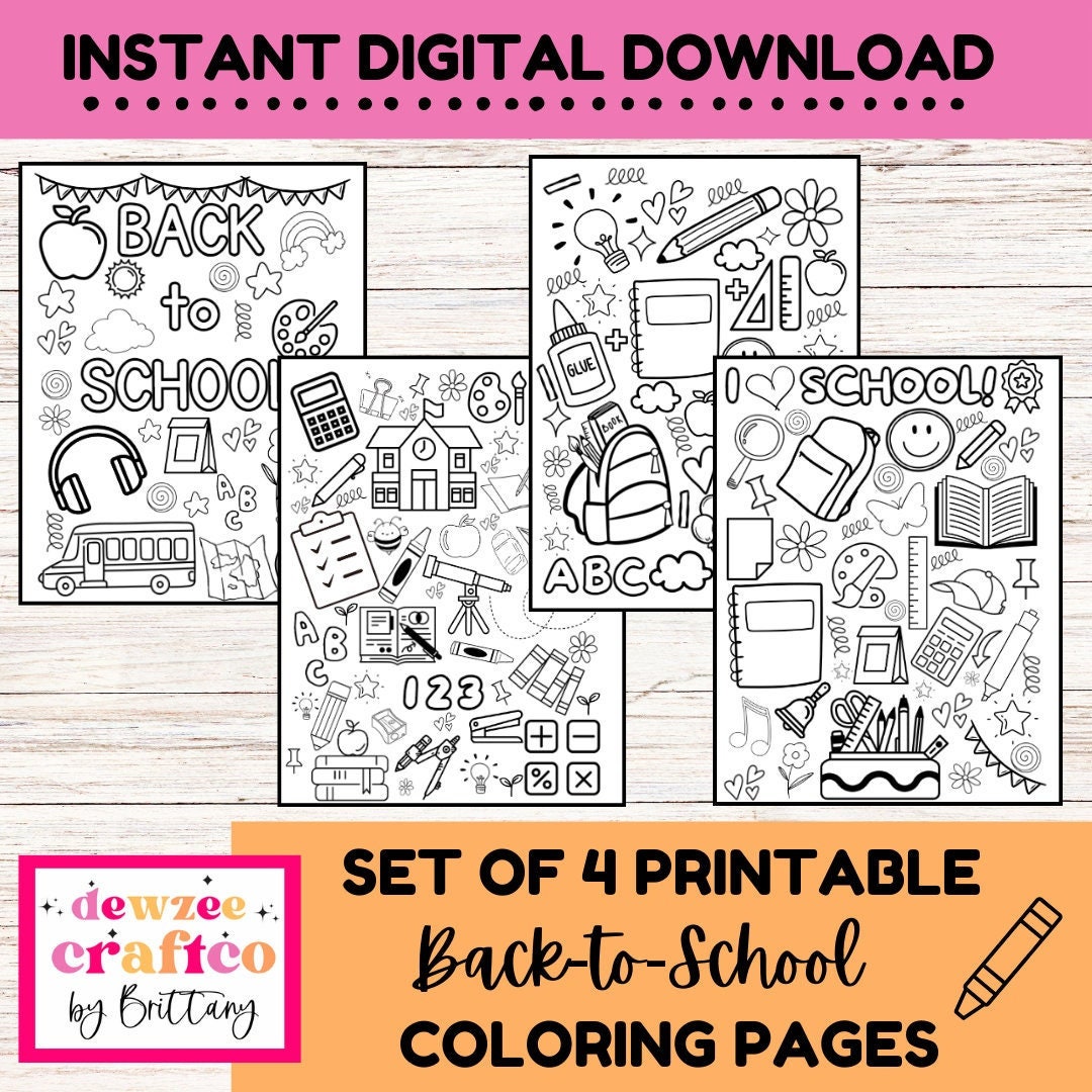 Back to School Coloring Sheets for Kids and Adults School Coloring ...