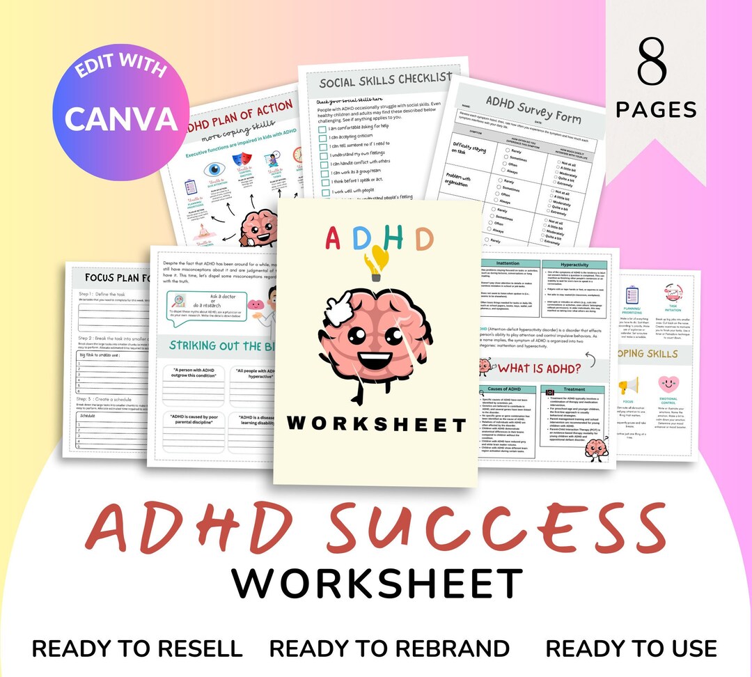 ADHD Success Formula Brandable Coaching Program Worksheet, PLR Digital ...