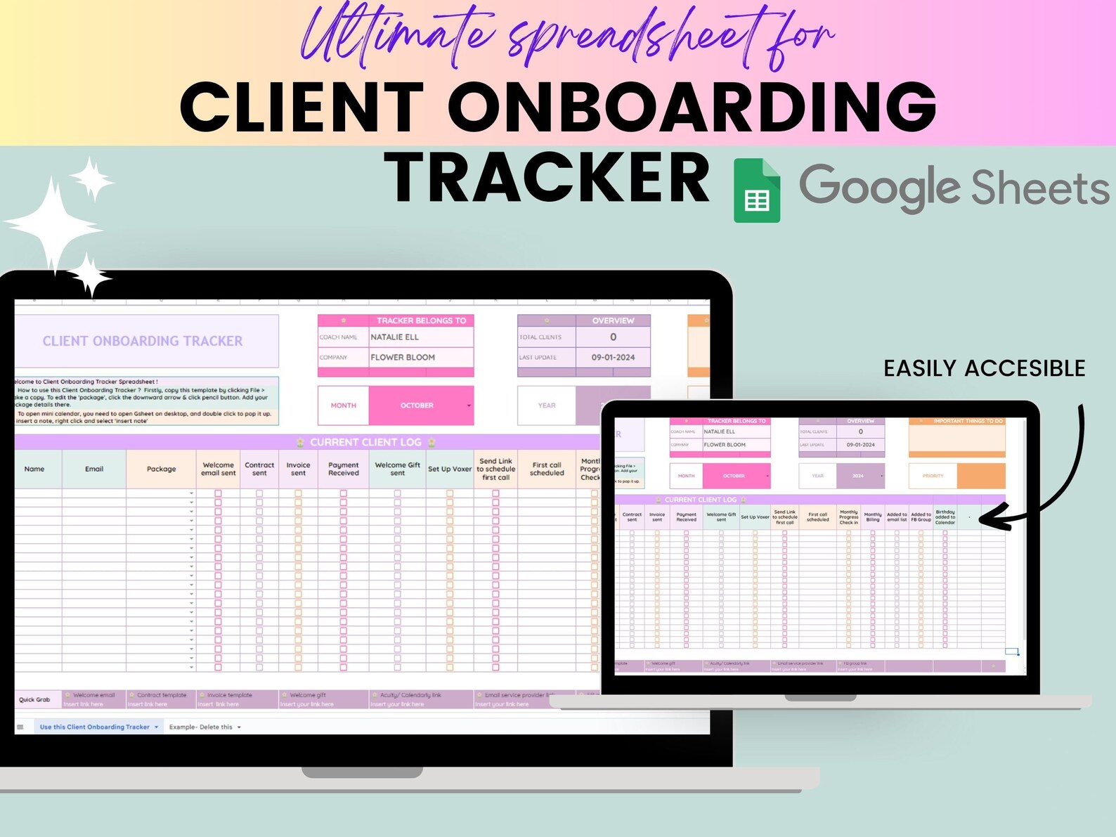Client Onboarding Tracker Spreadsheet, Small Business Management ...