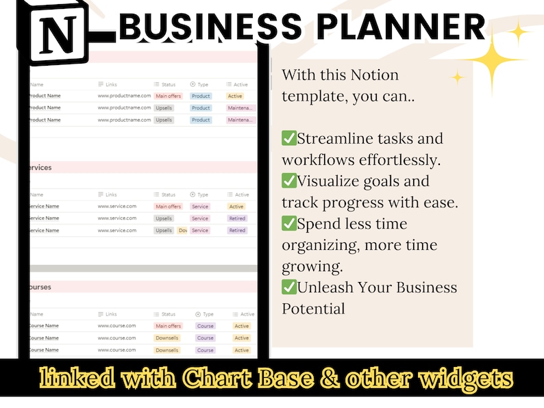 Notion Business Planner Template, Notion Client Dashboard, Small ...