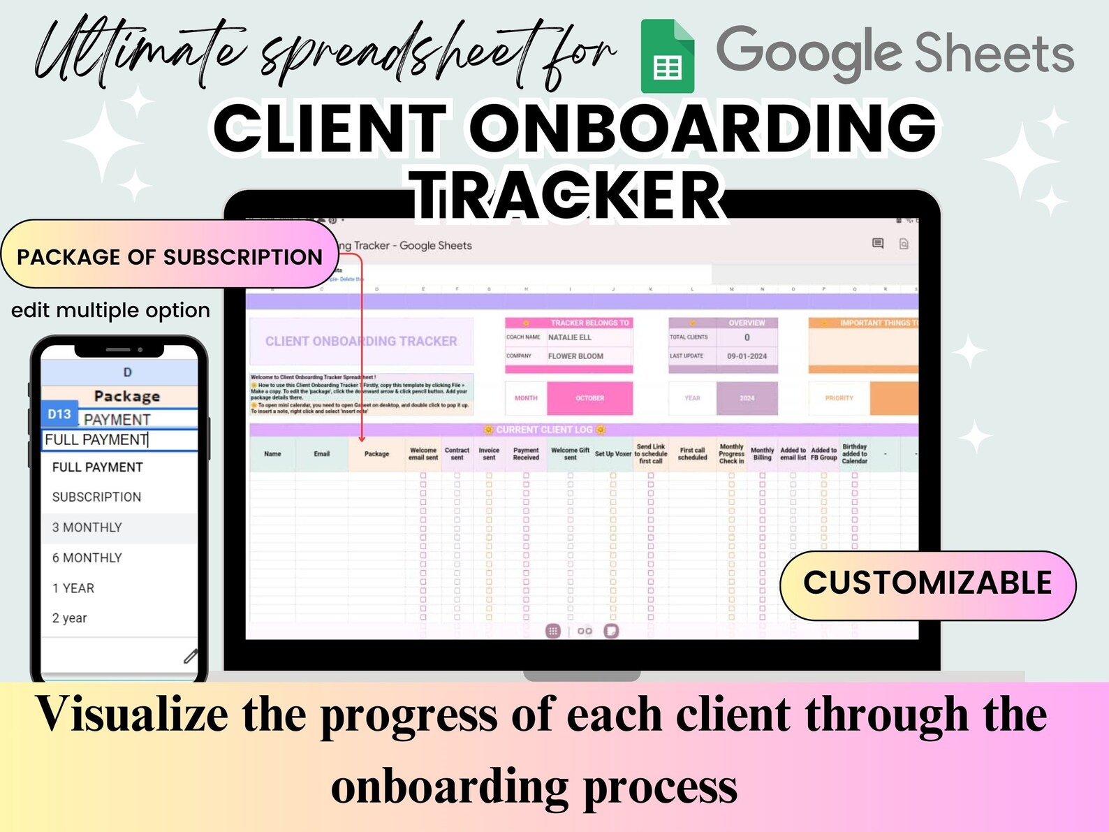 Client Onboarding Tracker Spreadsheet, Small Business Management ...
