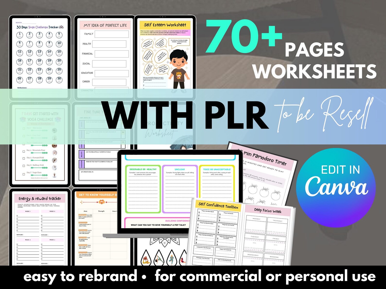 PLR Canva Template Bundle, Plr Worksheet, Plr Weight Loss, Workbook ...