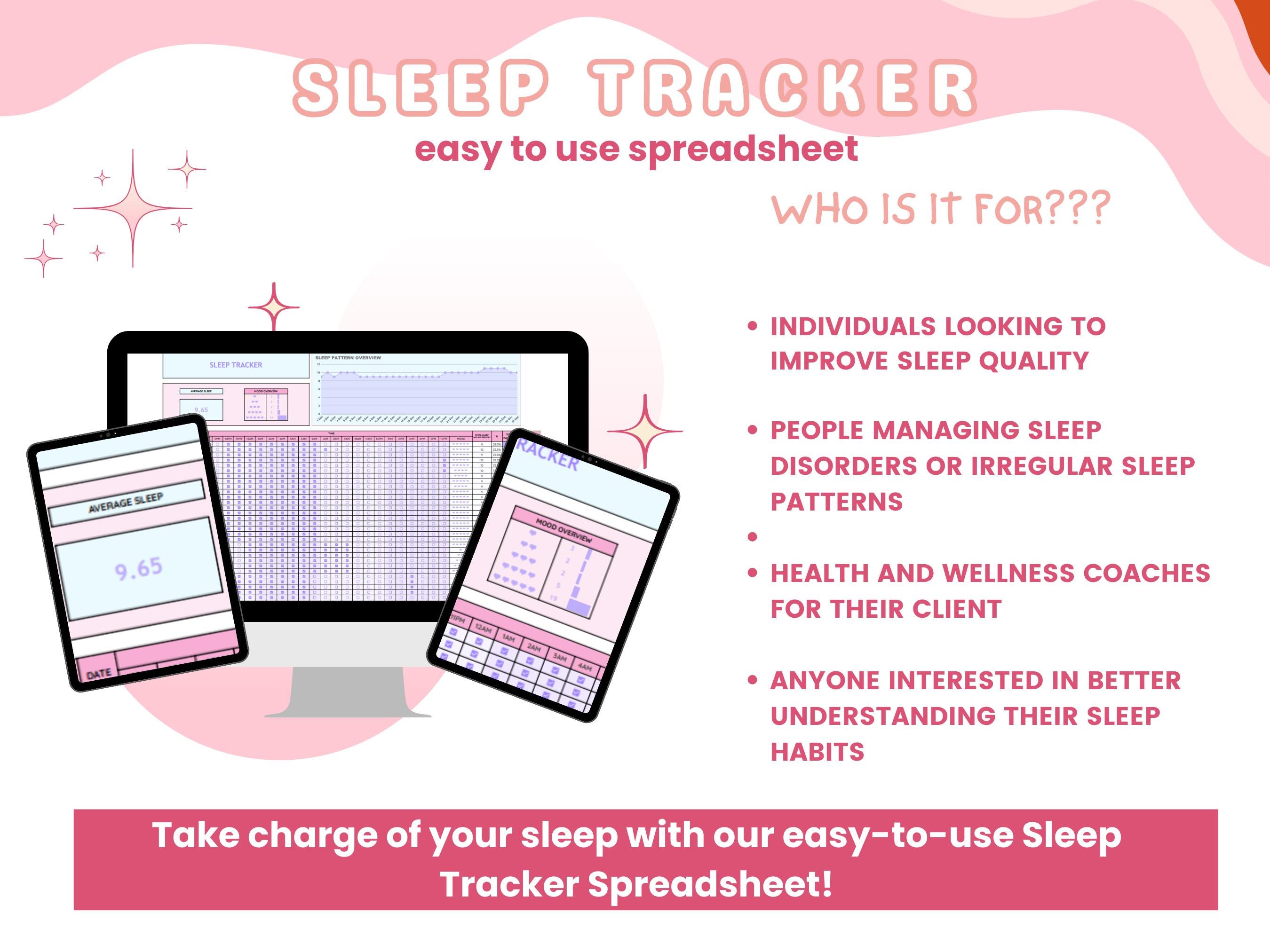 Sleep Tracker Spreadsheet Template, 24 Hour Sleep Tracker, Monthly ...