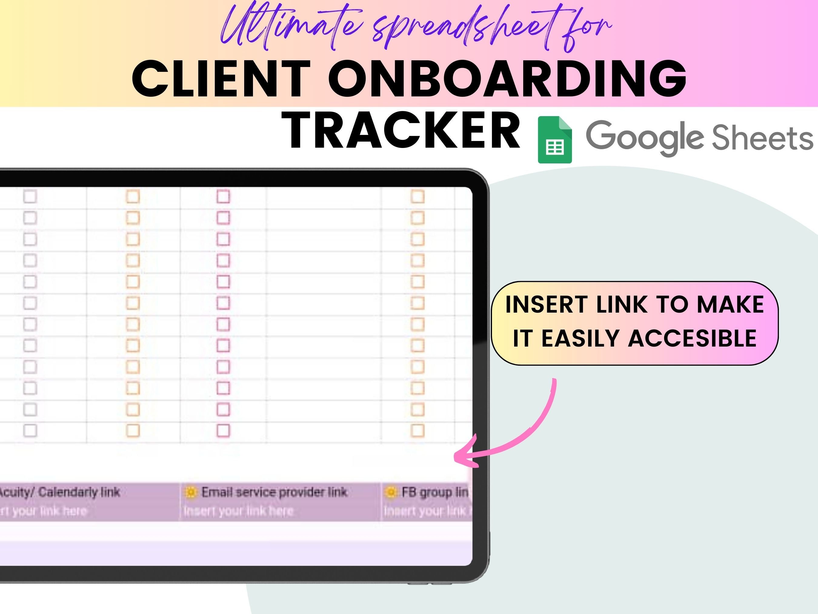 Client Onboarding Tracker Spreadsheet, Small Business Management ...