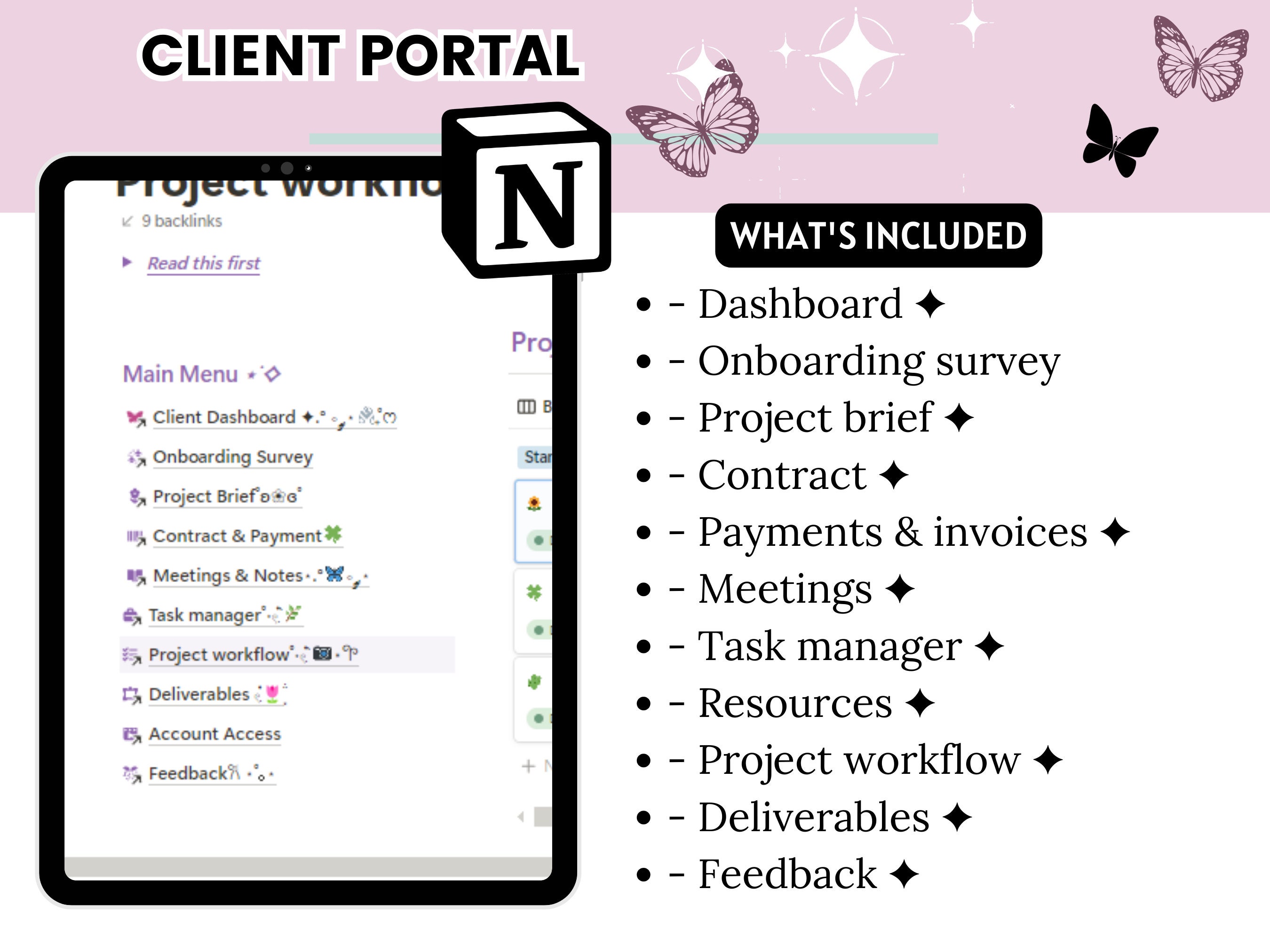 Notion Template Client Portal, Client Dashboard Project Tracker, Client Onboarding, Notion ...