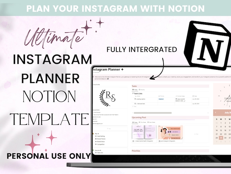 Notion Template Instagram Planner, Social Media Content Planner ...