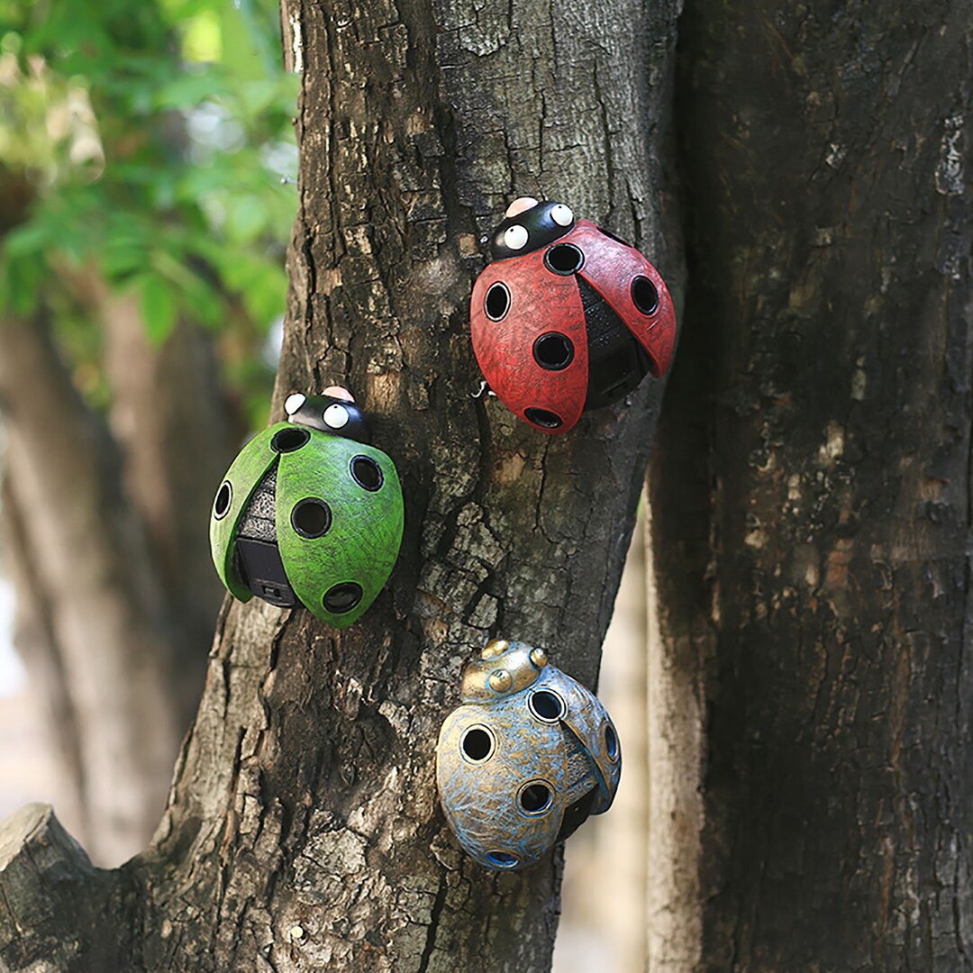 Ladybug Solar Lamp/resin Ladybug Stakes/solar Decor/garden - Etsy
