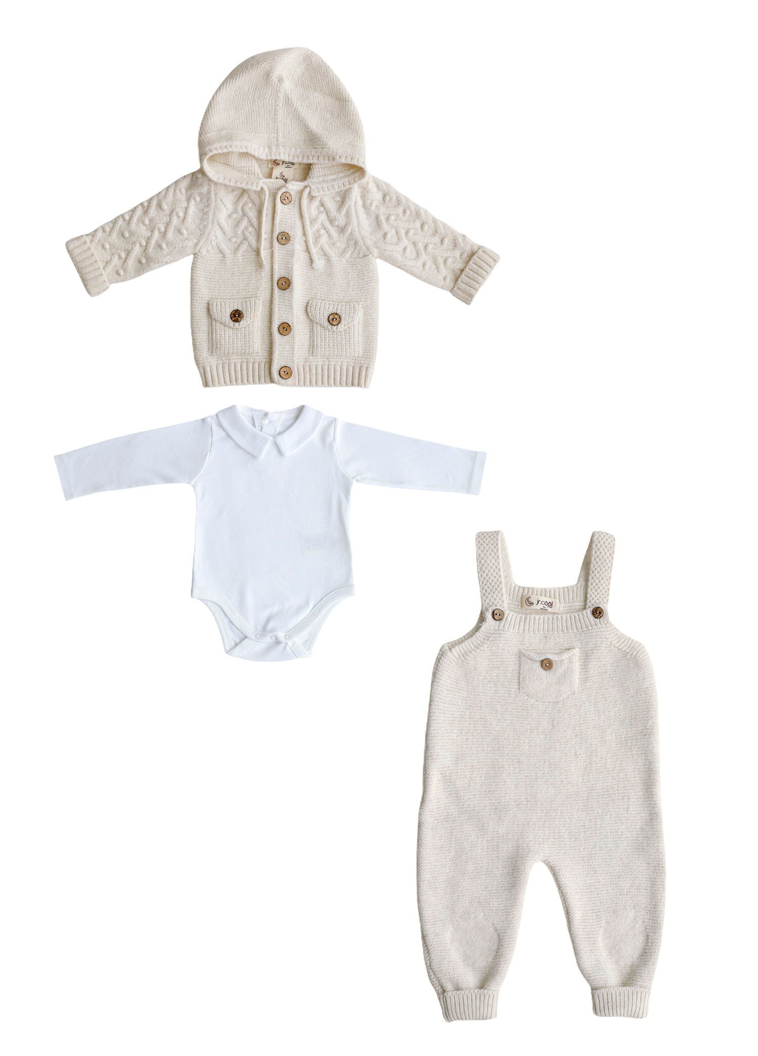 Merino Wool Knitted Baby Clothing Set With Baby Cardigan and Romper ...