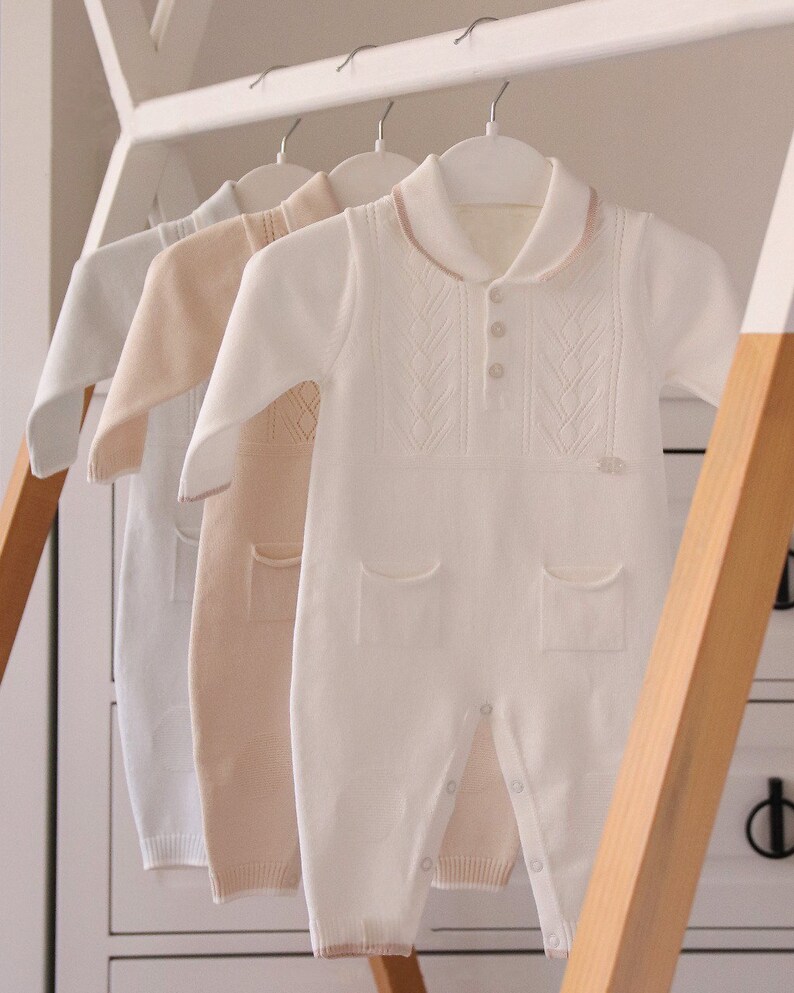 Knitted Baby Clothes, Knitted Jumpsuit, Neutral Baby Outfit, Knit Baby ...