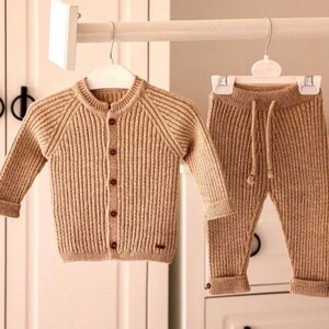 Merino Wool Knitted Baby Clothing Set With Baby Sweater and Pants ...