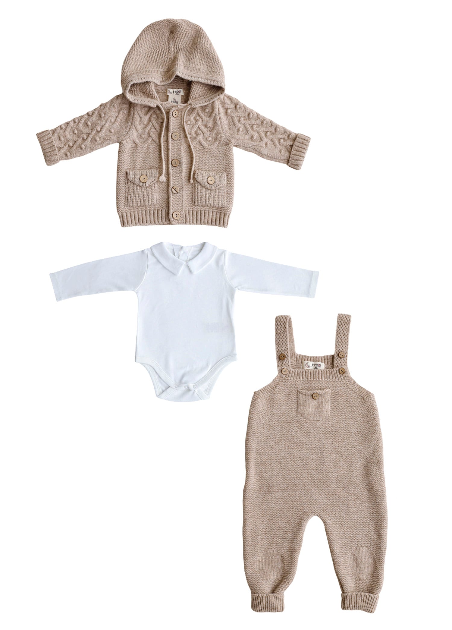 Merino Wool Knitted Baby Clothing Set With Baby Cardigan and Romper ...