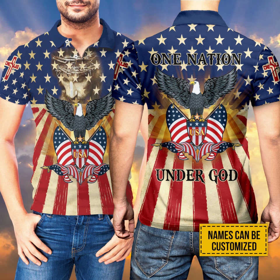 Custom name One Nation Under God American Polo Shirt sold by Greg Hill ...