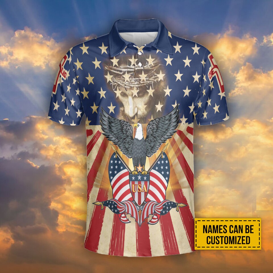 Custom name One Nation Under God American Polo Shirt sold by Greg Hill ...