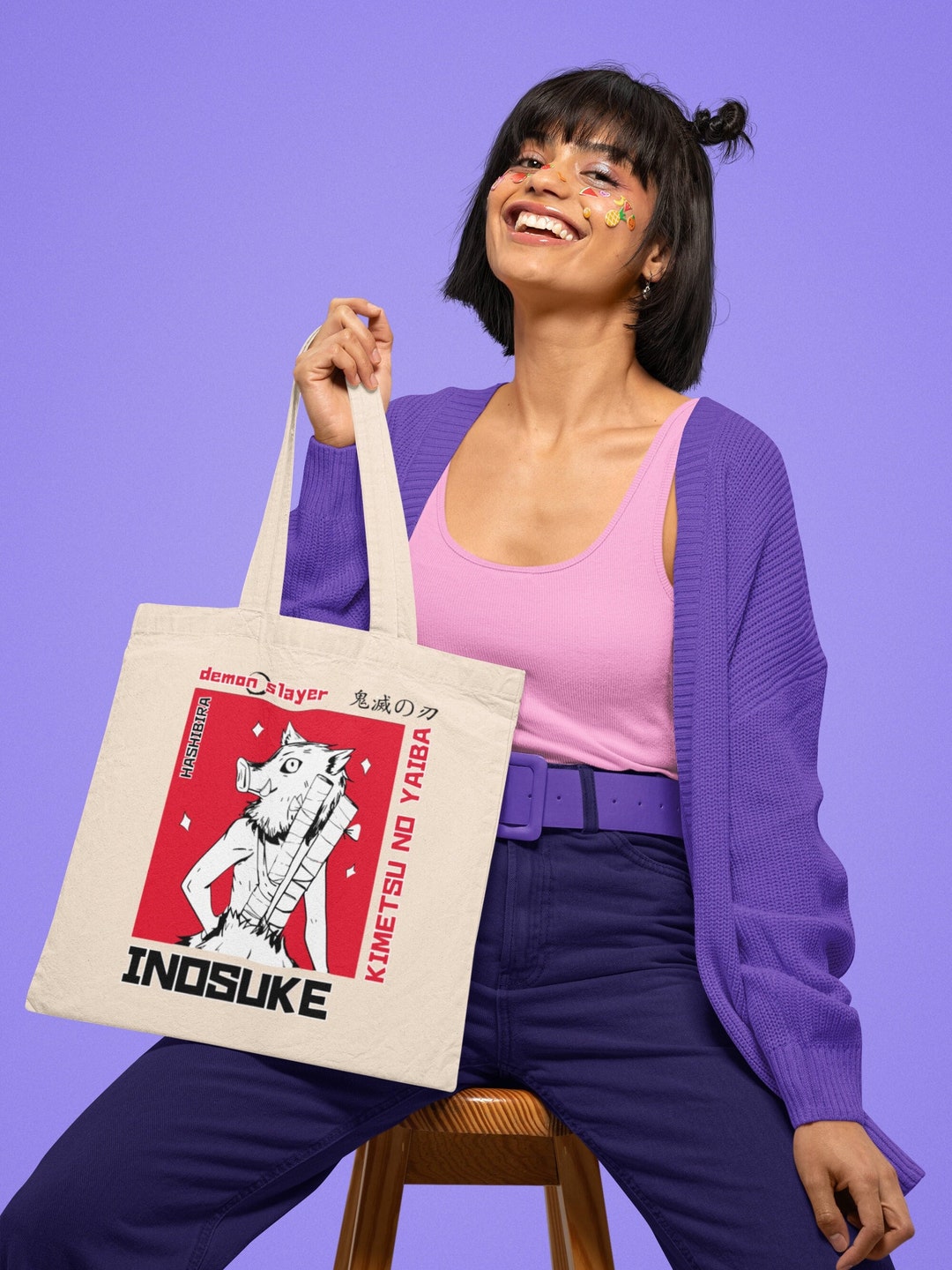 Tote Bag Demon Slayer Inosuke Hashibira Anime Canvas Bag Mock Tote ...