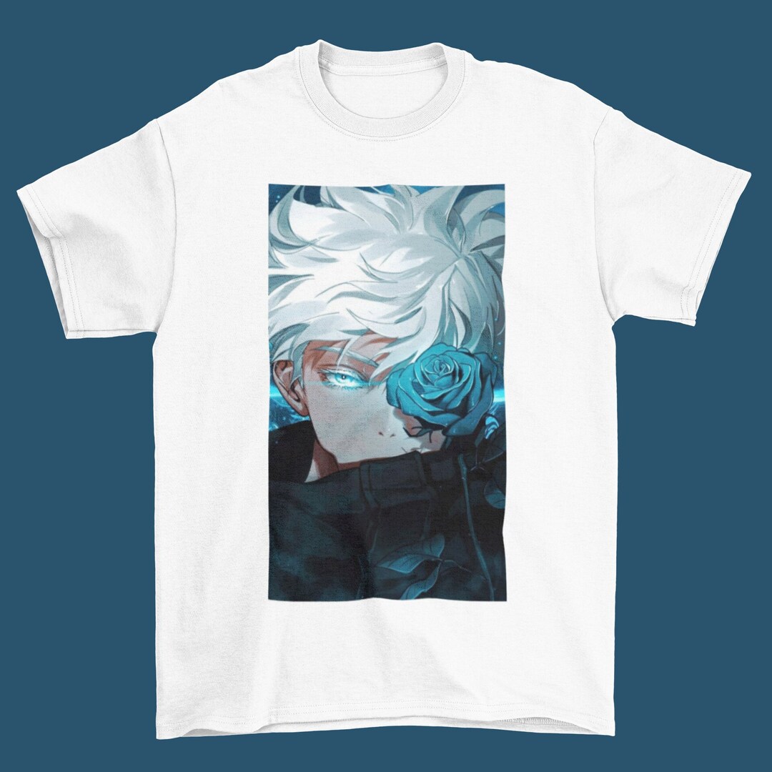 Gojo Satoru With Blue Rose Jujutsu Kaisen Unisex T-shirt White - Etsy