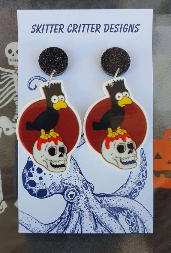 The Simpsons Treehouse of Horror Raven Bart Statement Earrings - Etsy