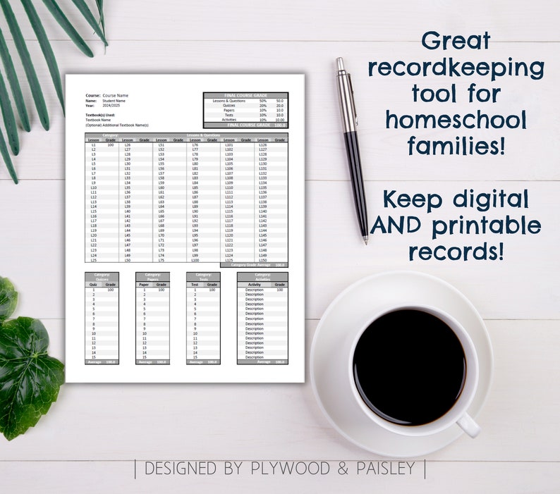 Editable Grade Tracker, Excel Spreadsheet, Academic Planner, Homeschool ...