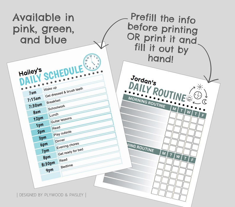 EDITABLE Daily Schedule & Daily Routine Templates (PRINTABLE ...