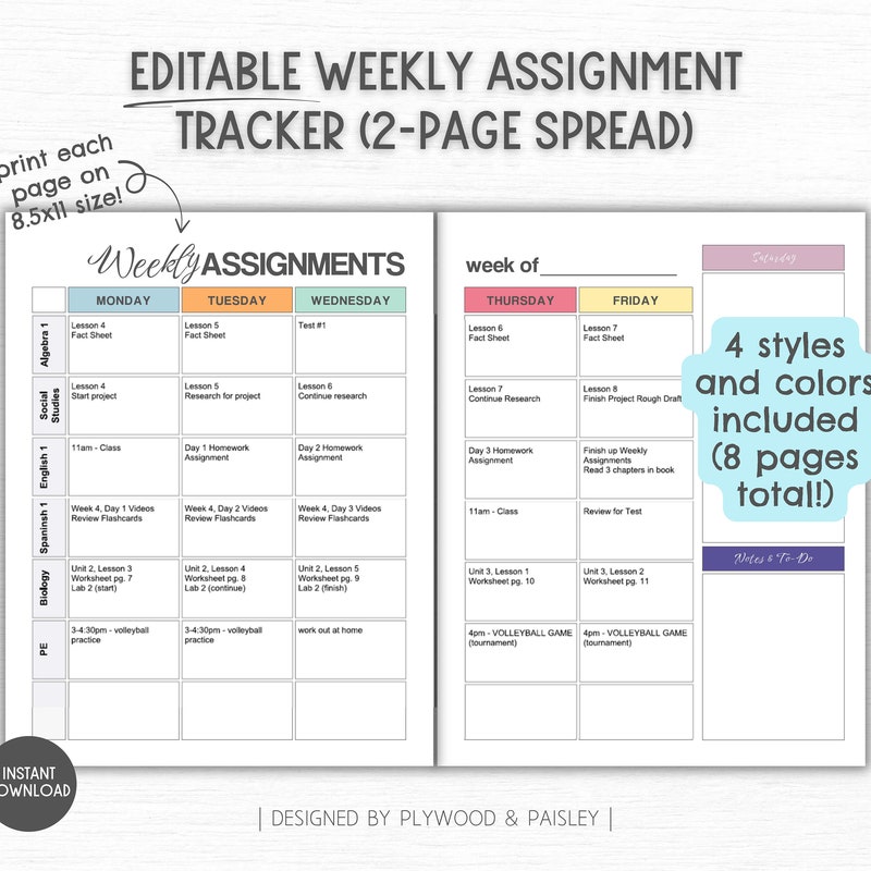 Weekly Planner - Etsy