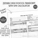 Editable High School Transcript Template, GPA Calculator, 2 Options ...