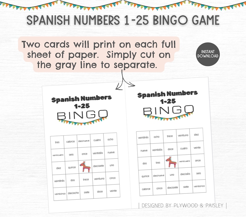 Spanish Numbers BINGO Game | Printable, Instand Download | Review Game ...