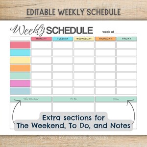 EDITABLE Weekly Schedule, Assignment Planner, Printable, Homeschool ...