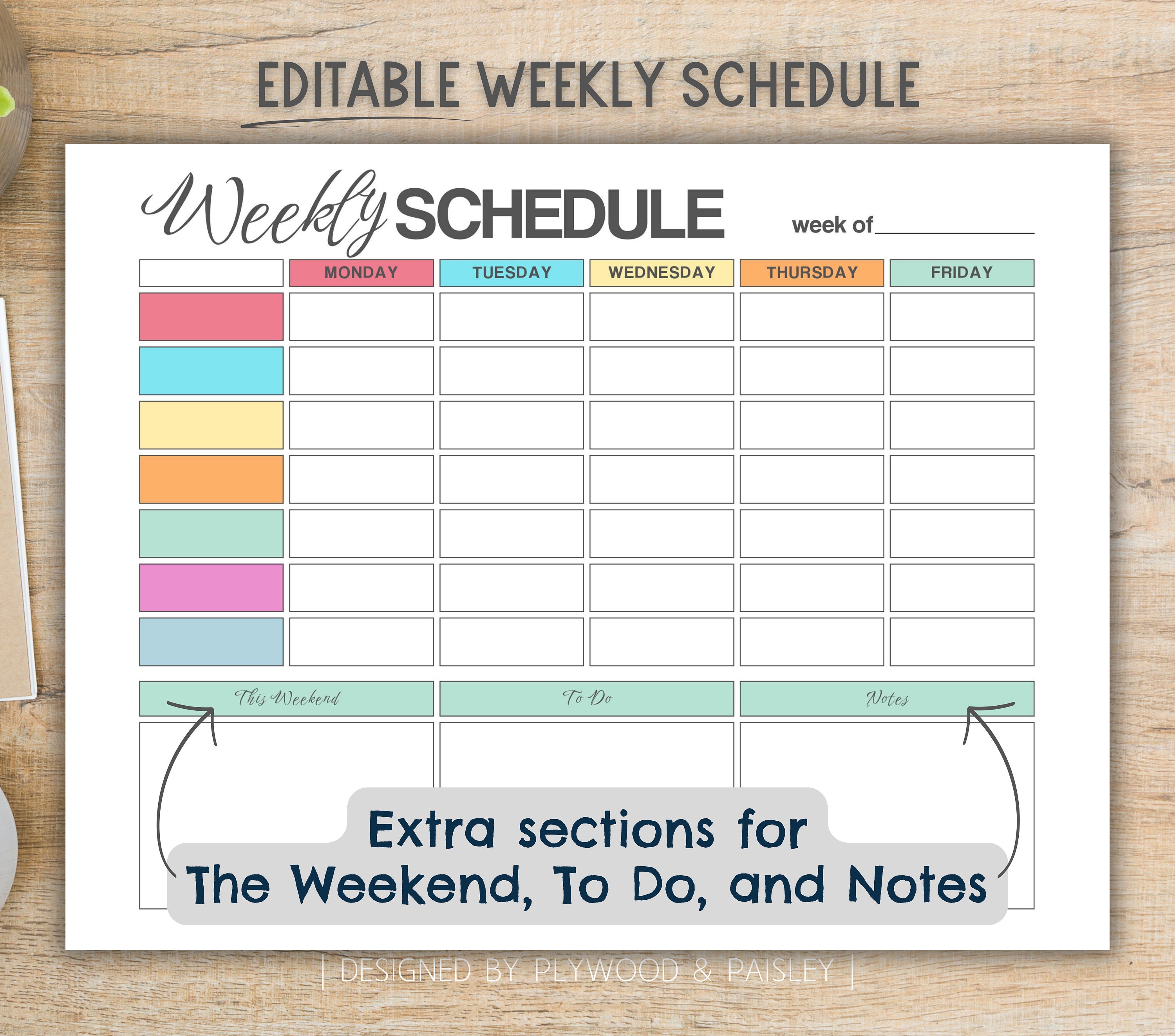 EDITABLE Weekly Schedule, Assignment Planner, Printable, Homeschool ...