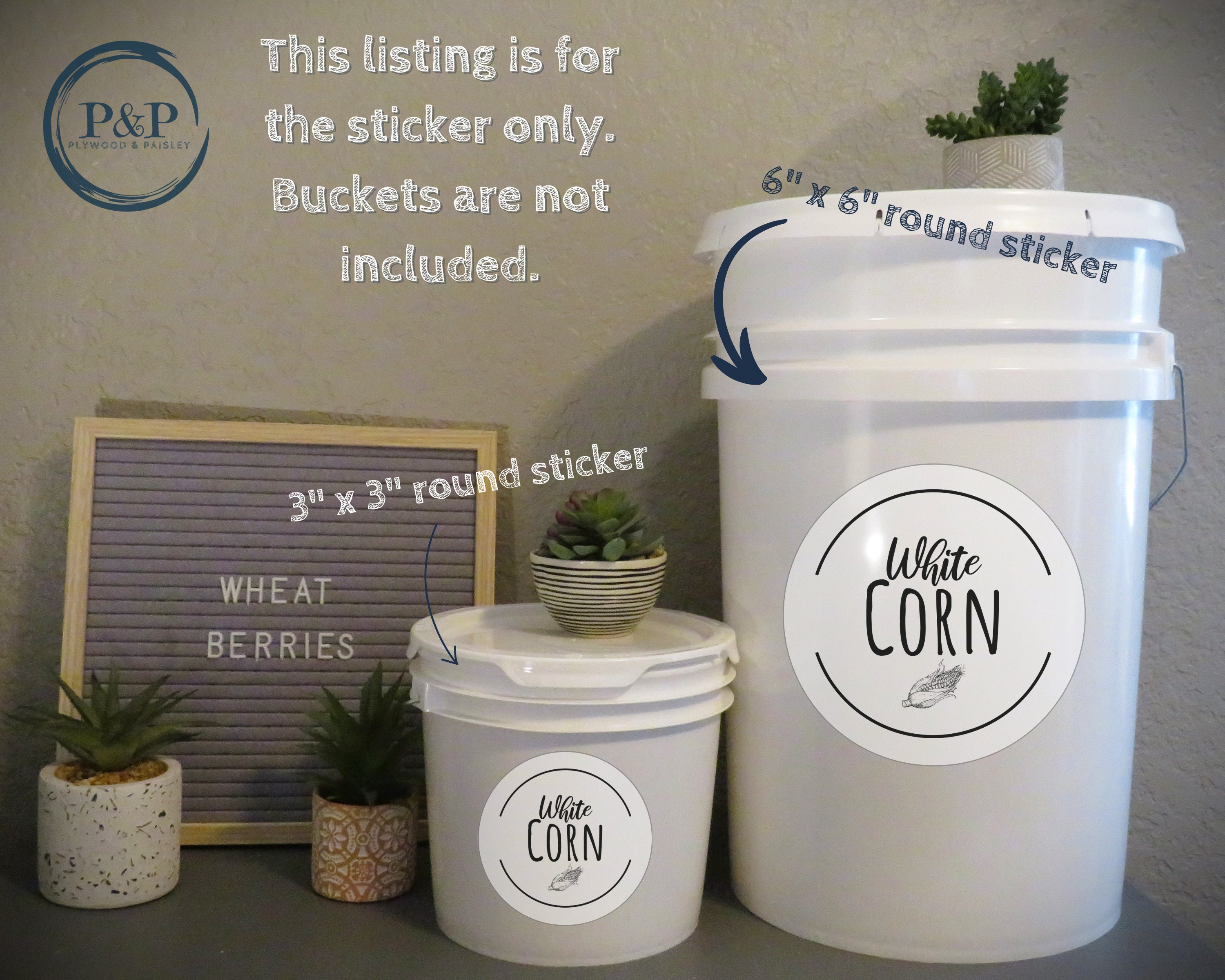Corn Round White Label/sticker various Options Corn, Wheat Berries ...