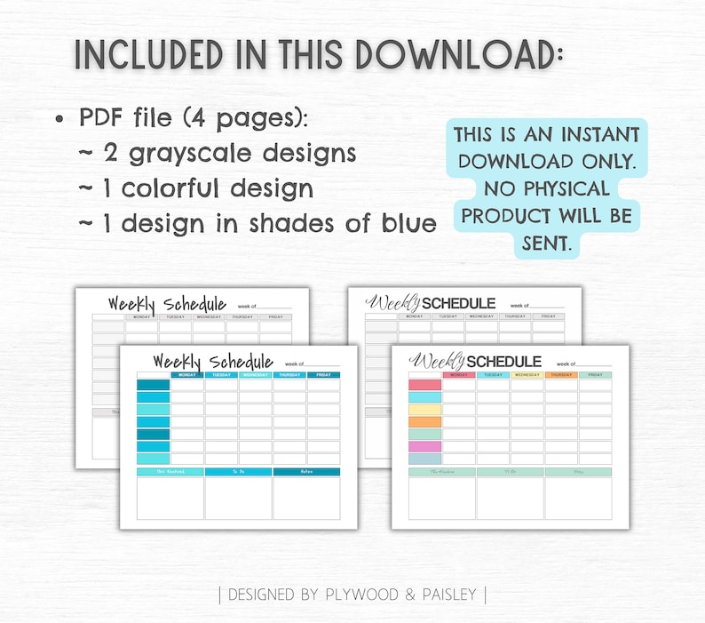 EDITABLE Weekly Schedule, Assignment Planner, Printable, Homeschool ...
