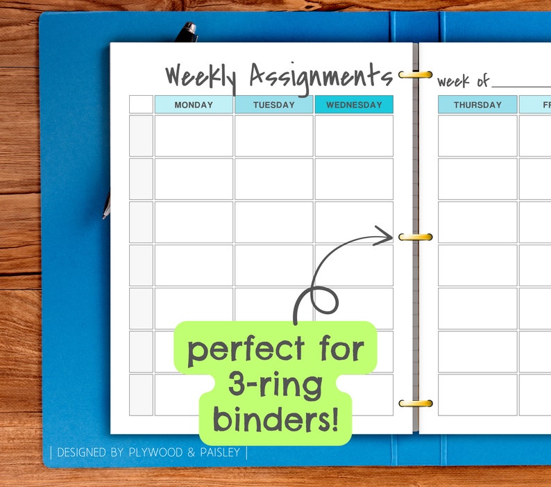 EDITABLE Weekly Assignment Tracker, 2 Pages, Printable, Homeschool ...