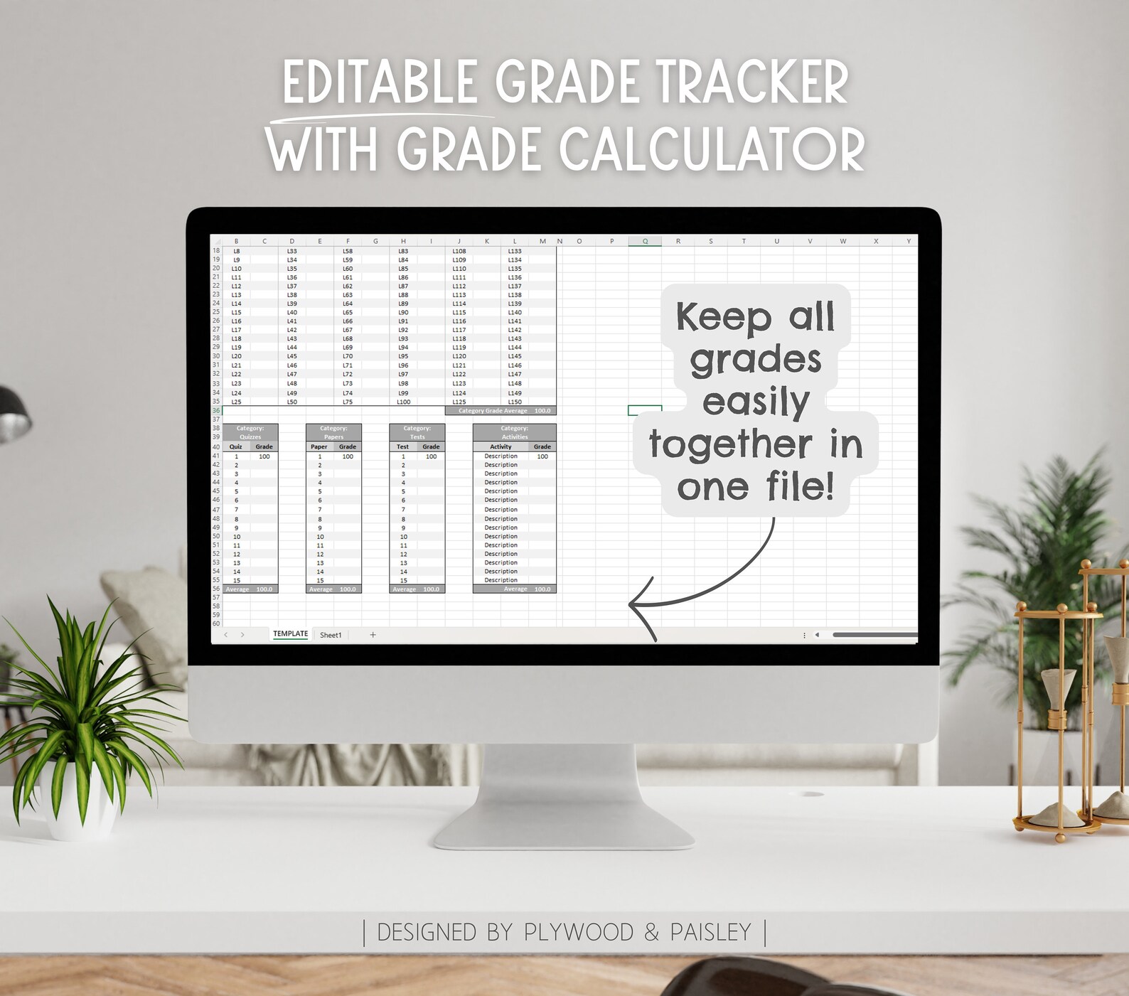 Editable Grade Tracker, Excel Spreadsheet, Academic Planner, Homeschool ...
