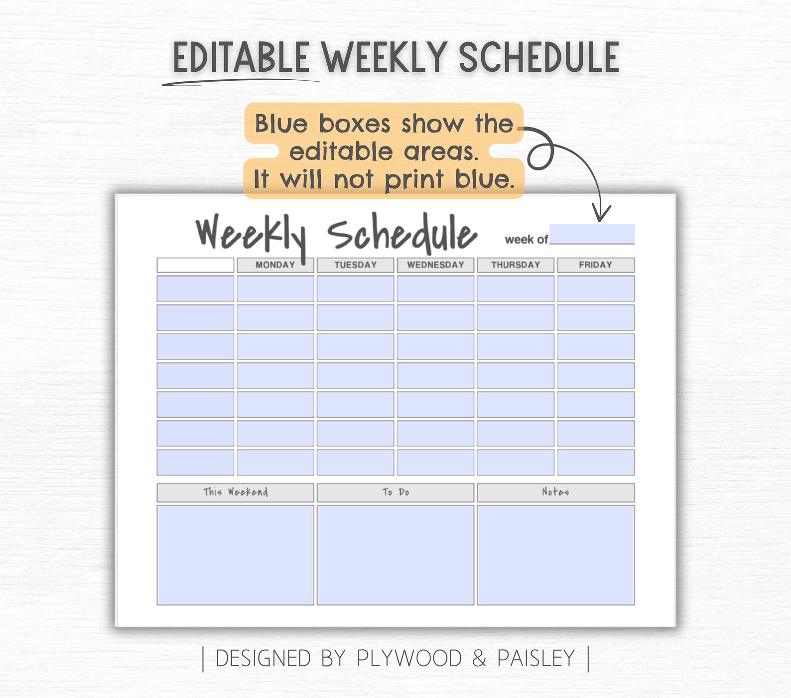 EDITABLE Weekly Schedule, Assignment Planner, Printable, Homeschool ...
