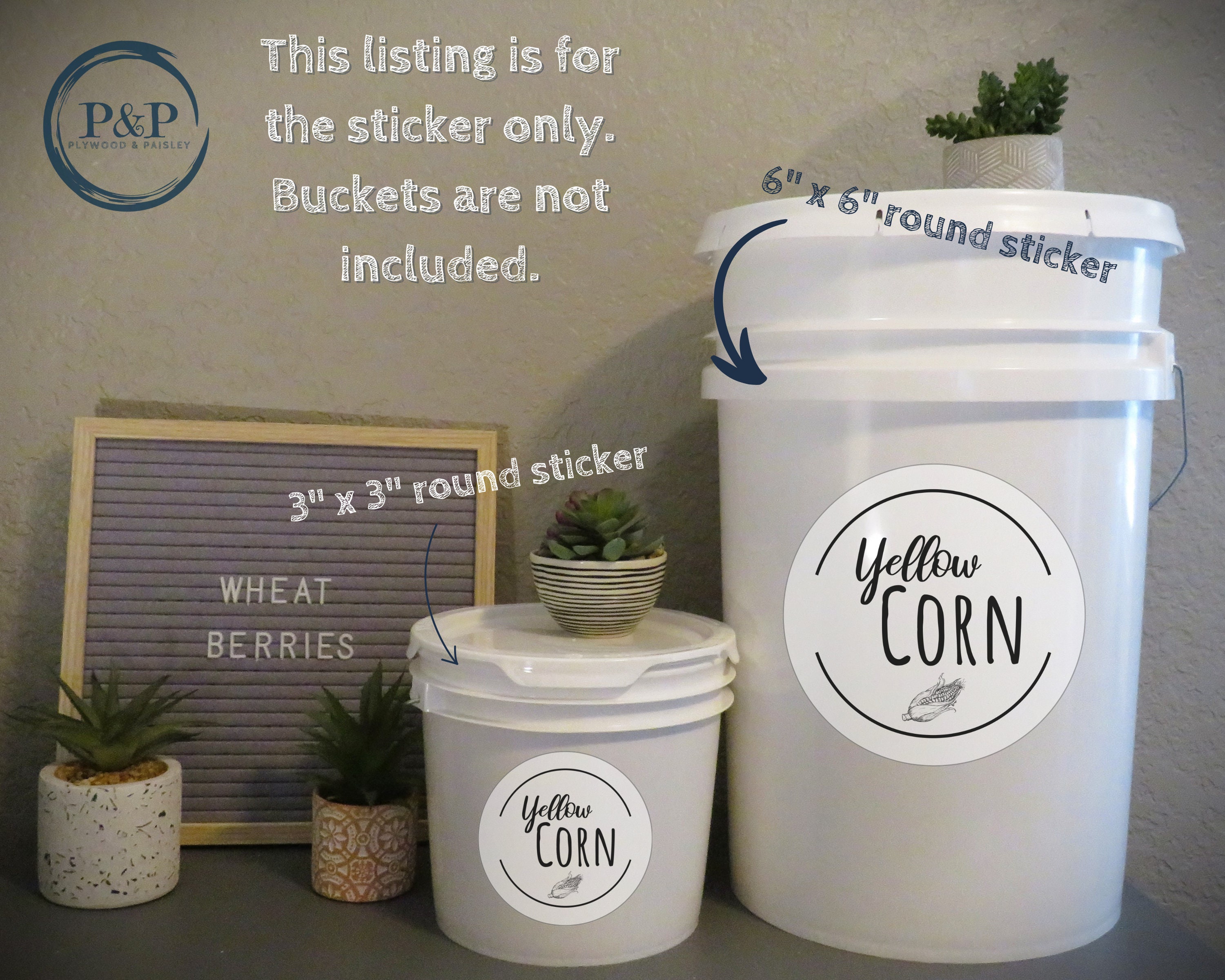 Corn Round White Label/sticker various Options Corn, Wheat Berries ...