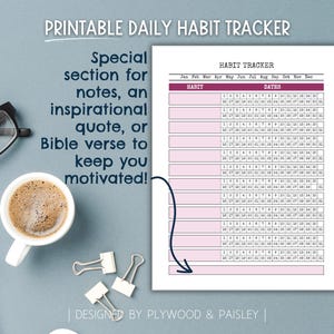 Daily Habit Tracker Printable, Editable, Instant Download, Digital ...