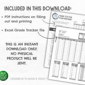Editable Grade Tracker, Excel Spreadsheet, Academic Planner, Homeschool ...