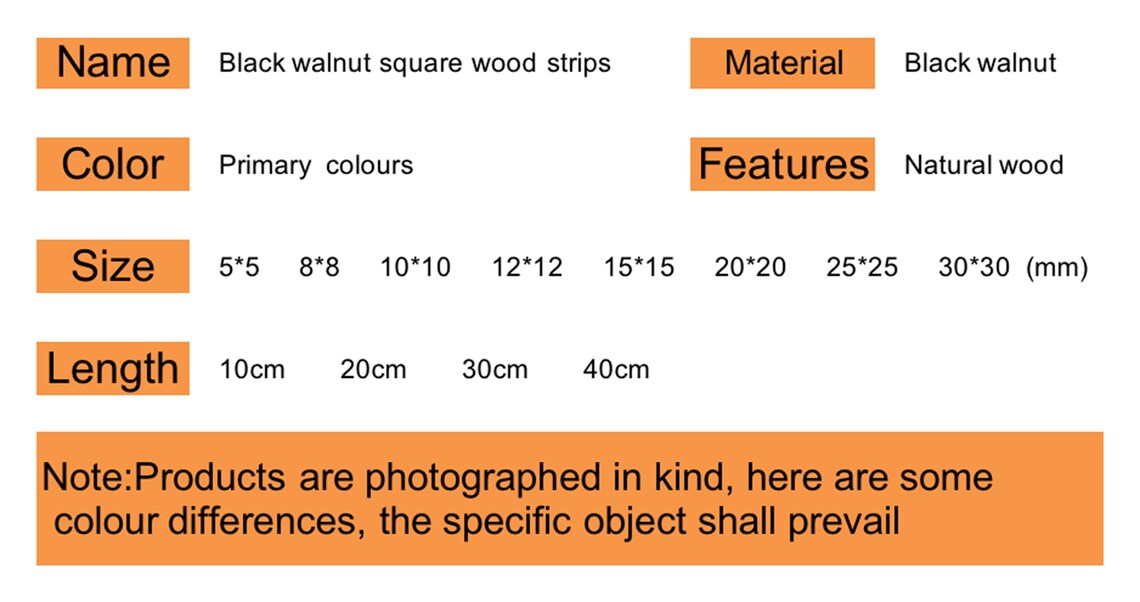 Black Walnut Square Wood Strips, Diy Craft Materials, Solid Wood Panels ...