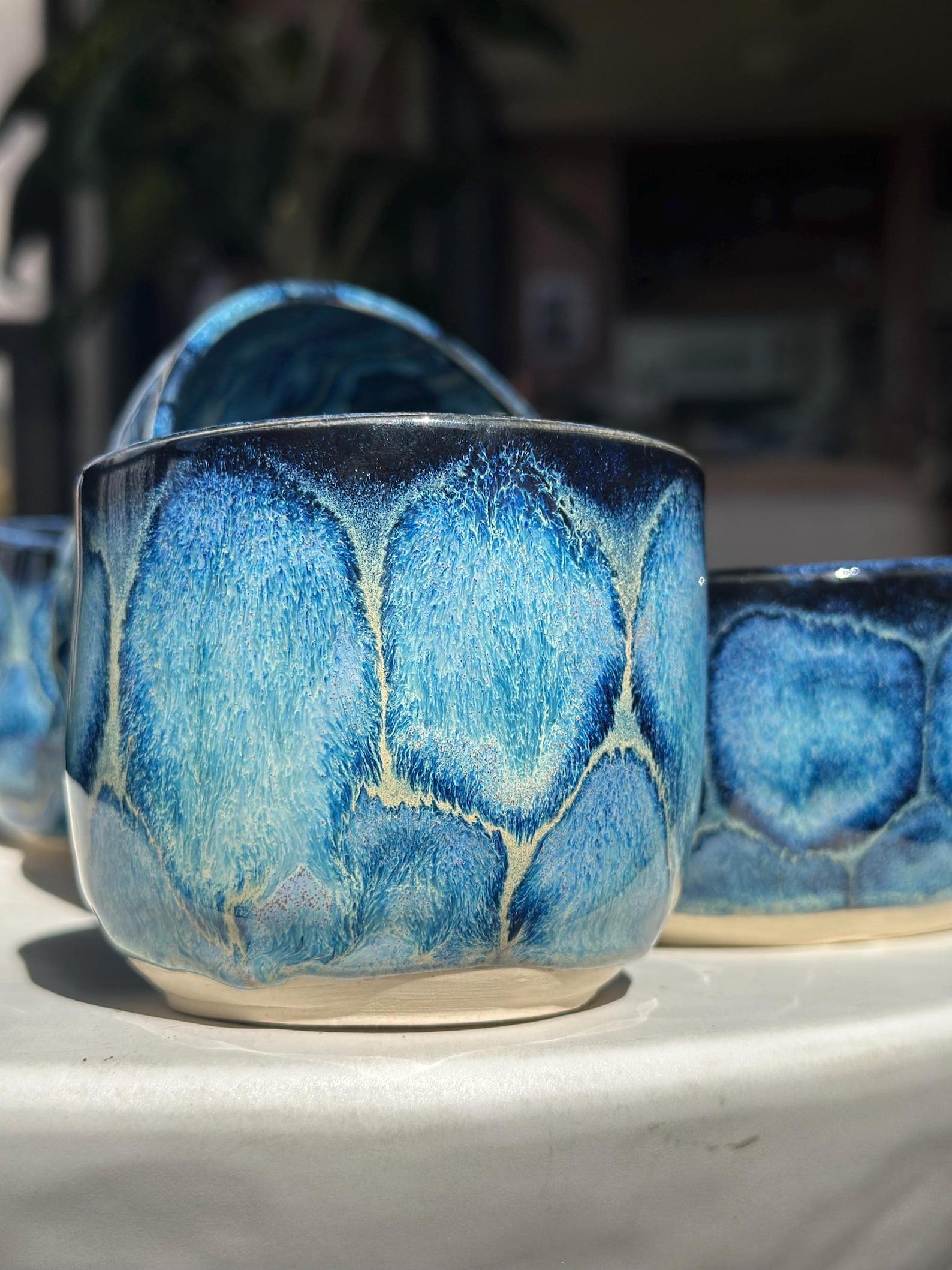Handmade Blue Black Mug No Handle Ceramic Coffe Tea Cup - Etsy