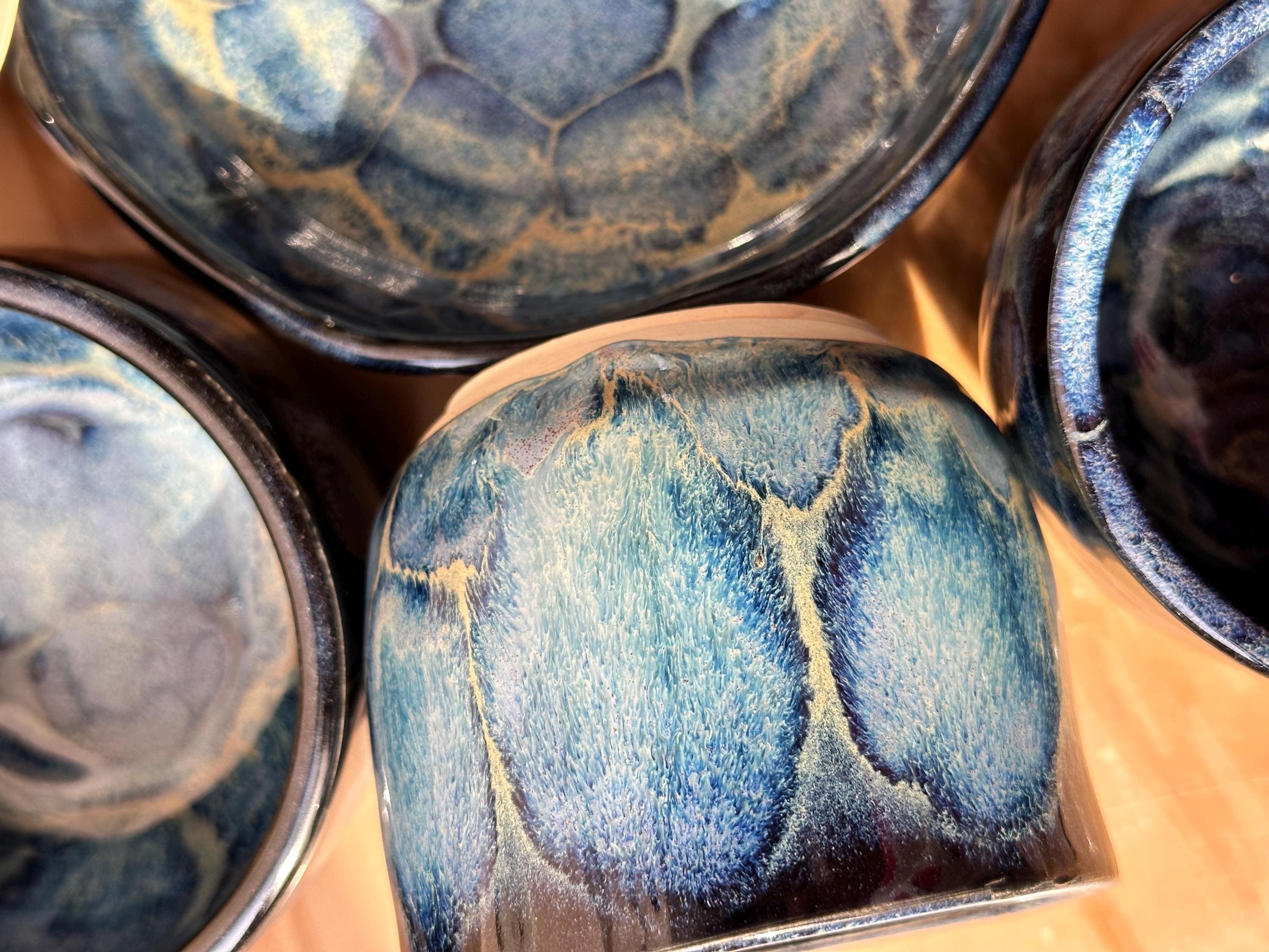 Handmade Blue Black Mug No Handle Ceramic Coffe Tea Cup - Etsy