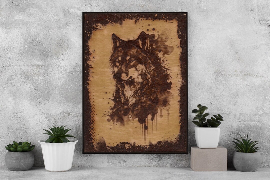Laser-engraved Wolf Art: Majestic Wildlife Paintings and Decor - Etsy