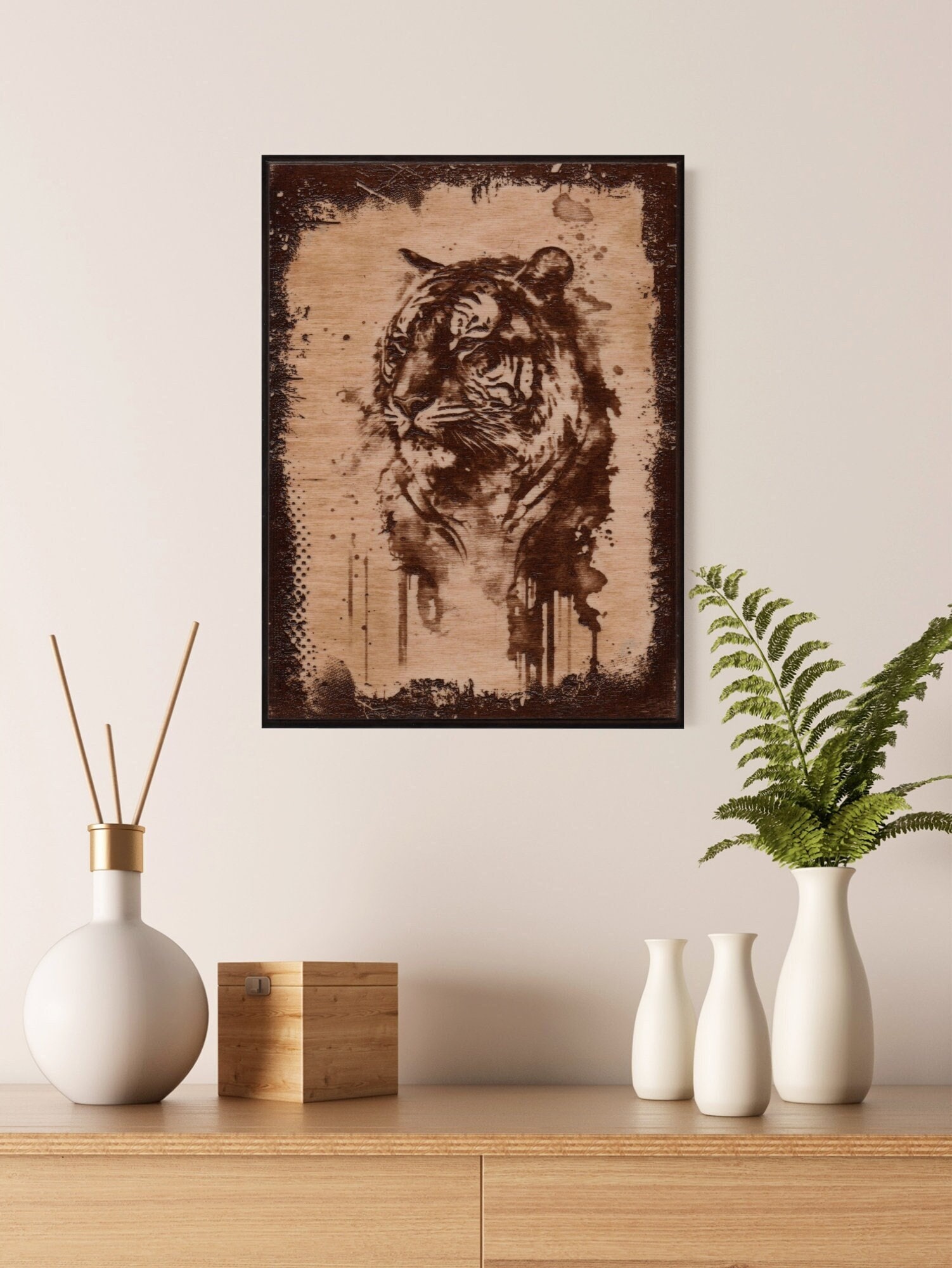 Laser-engraved Tiger Art: Striking Wildlife Paintings and Decor - Etsy