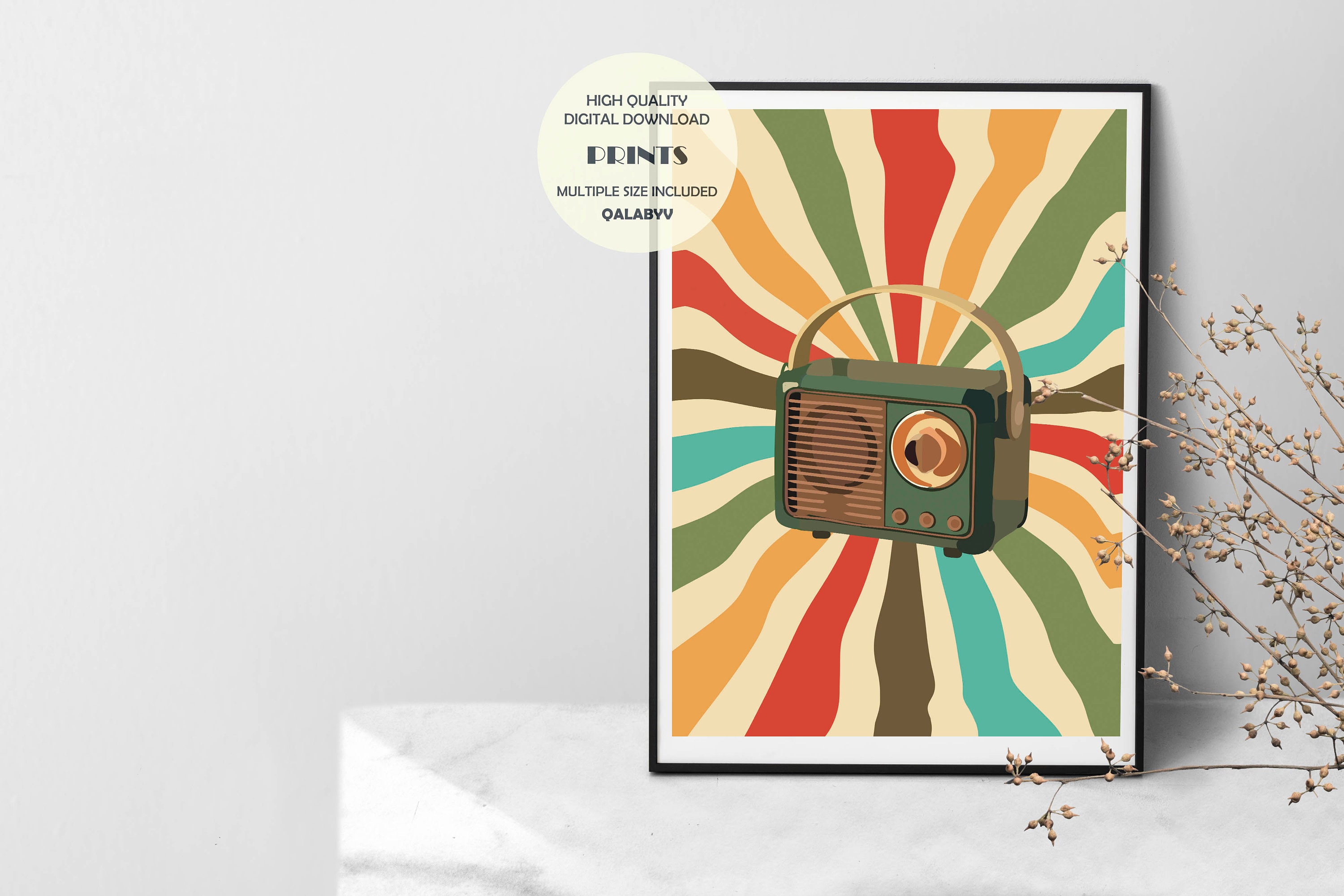 Vintage Radio Digital Download Colorful Music Printable Poster Retro ...