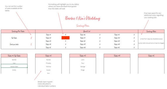 Seating Chart Excel Template