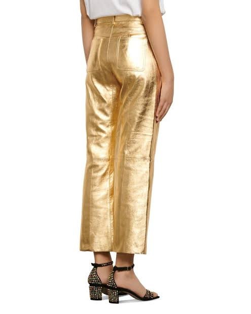 Women Gold Metallic Foil Leather Pants Elite Edition - Etsy