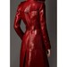 Women Red Crocodile Print Solid Double Breasted Leather Trench Coat ...